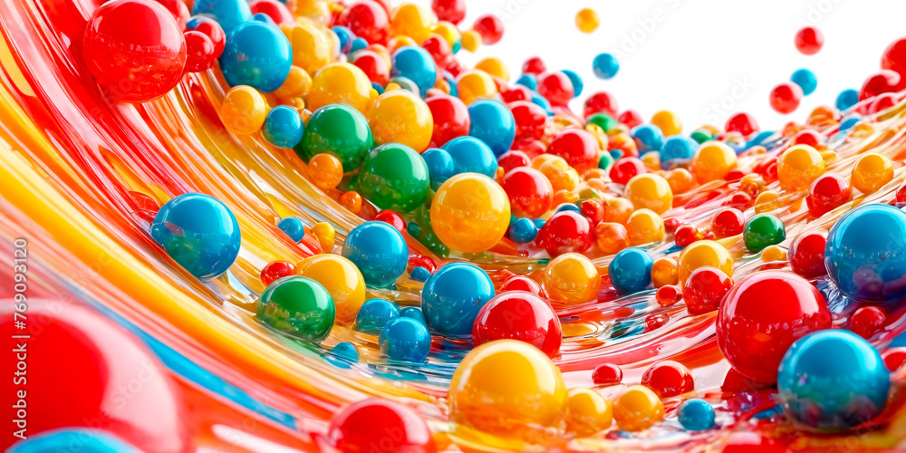 This image captures a vibrant array of multi-colored plastic balls ...