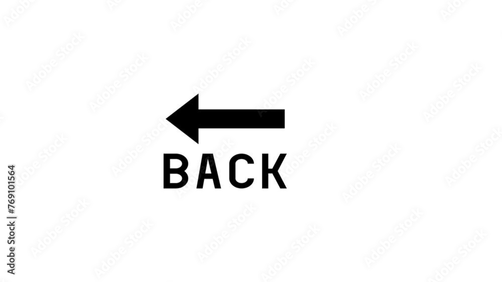 back Animated arrow pointing left. black left arrow on white screen ...