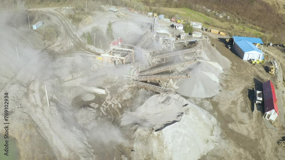 Carpathian Mountains of Ukraine, a quarry where granite sandstone is ...