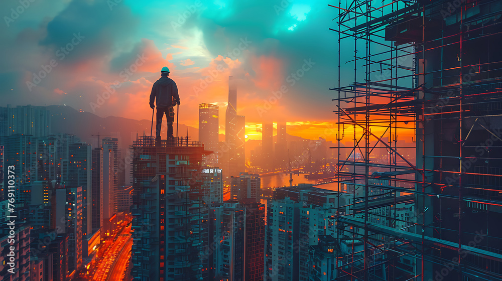 Rise and Build: Construction worker, building , urban development ...