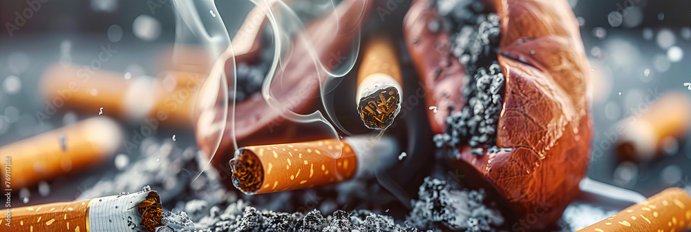 The Harsh Reality of Smoking, a Close-Up on Cigarettes Illustrating the ...