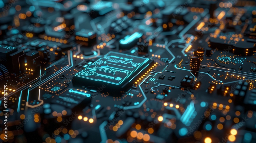 Highly detailed technology texture, AI supercomputer Chrome, insane ...