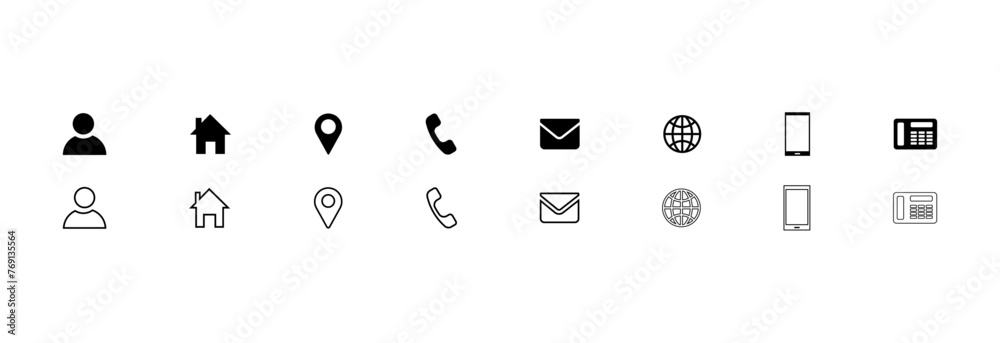Basic Icon set, basic UI icon collection, basic icons, regular use icons set, call, location ...
