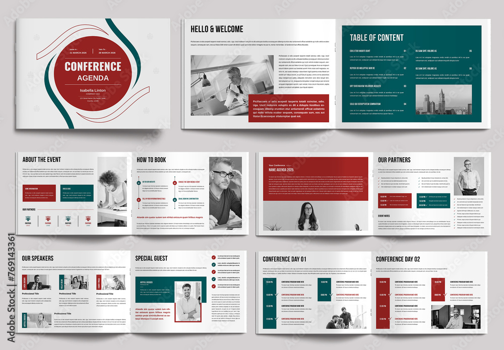 Conference Agenda Schedule Guide Template Landscape Stock Template