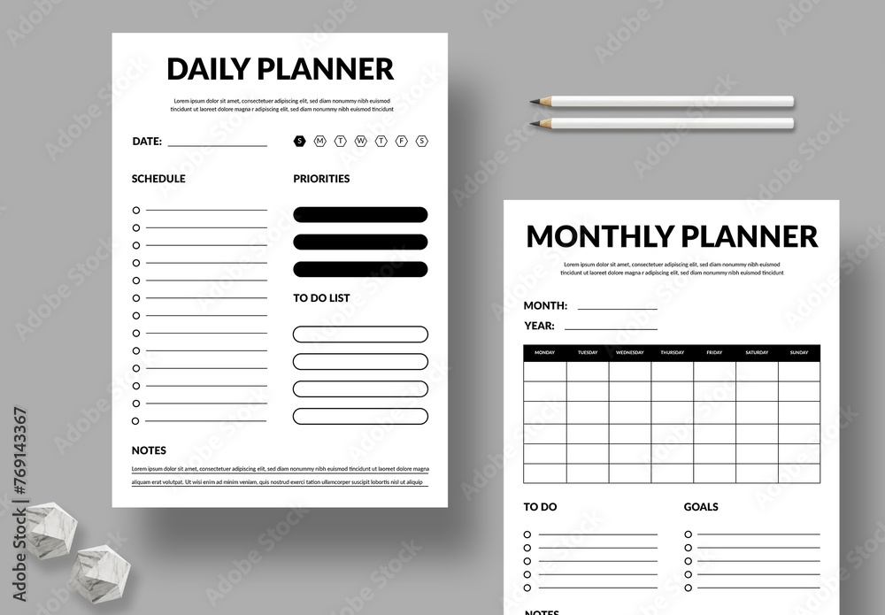 Daily and Monthly Planner Design Stock Template | Adobe Stock