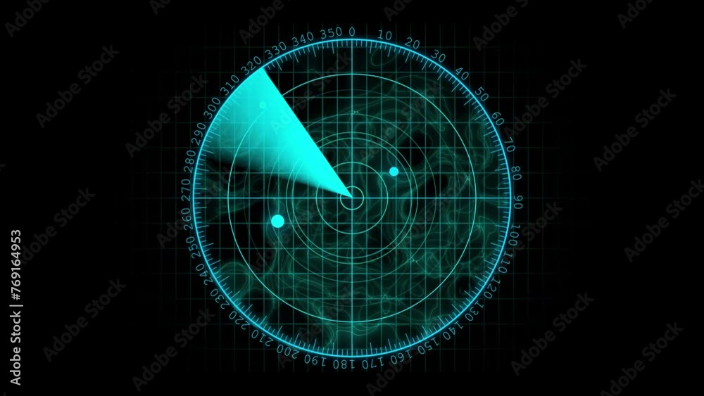 Signal transmitted Sonar radar. Glow green background with navigation ...