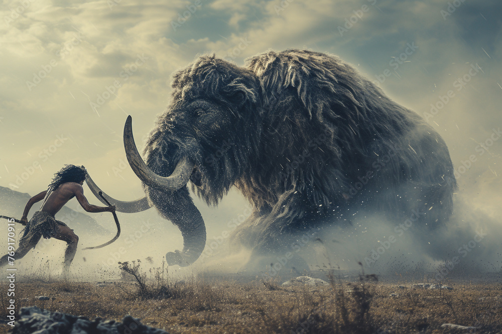 Prehistoric man, evolution science biology, man civilization, homo ...
