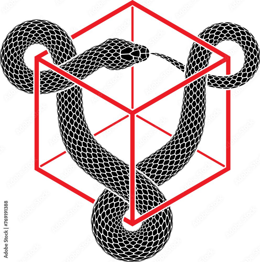 Vector tattoo design of snake bites its tail in the form of triquetra ...