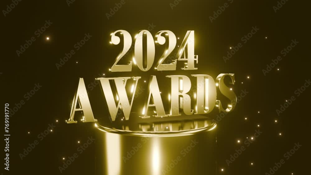 Awards 2024 Gold animation with gold particles on black bacground Stock ...