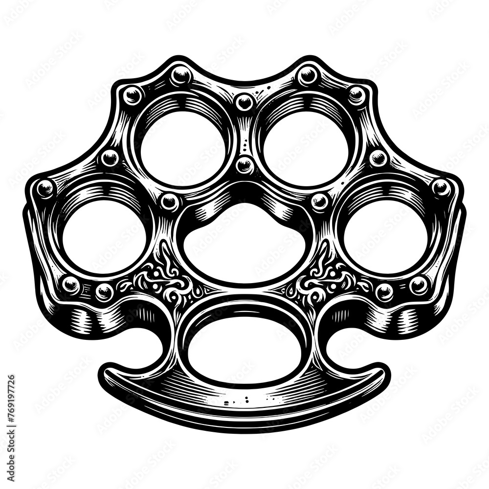 Ornate Brass Knuckles engraving PNG illustration with transparent ...