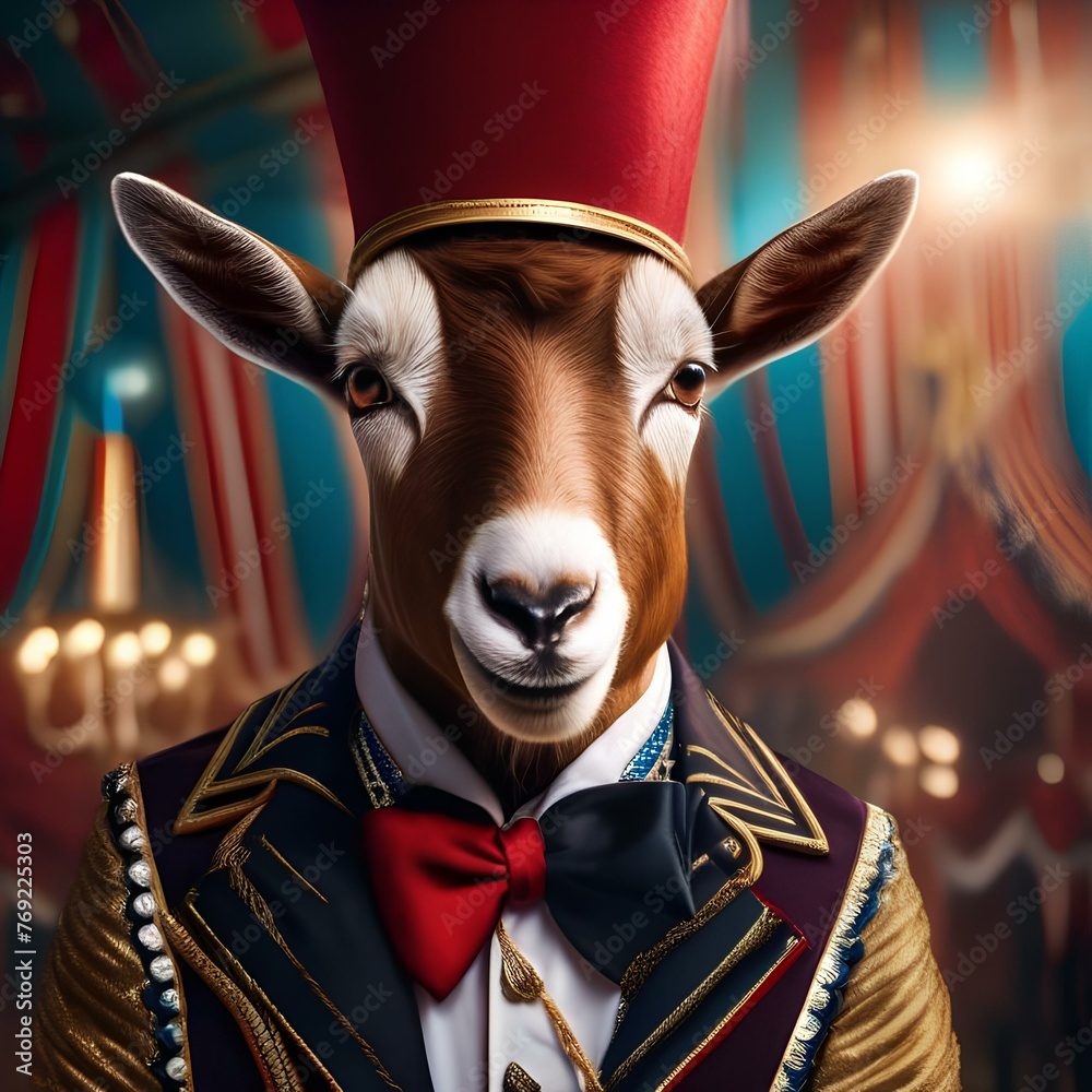 A goat wearing a circus ringmaster's outfit, cracking a whip1 Stock ...