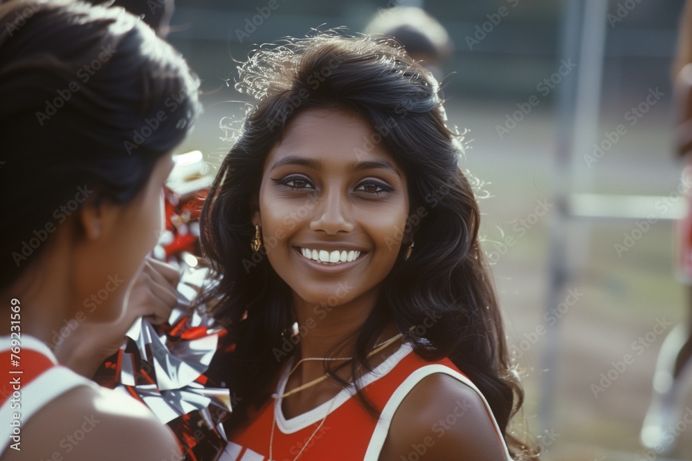 High school cheerleader girl from 1980s Stock Photo | Adobe Stock