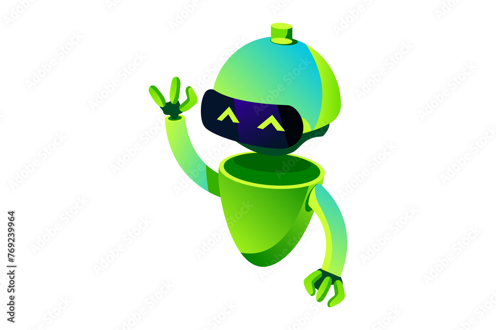 android, green alien character, Ai chatbot robot, green chatbot with ...
