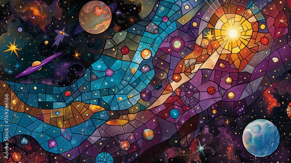 Cosmic quilt sticker: Fabric of universe stitched with galaxies ...