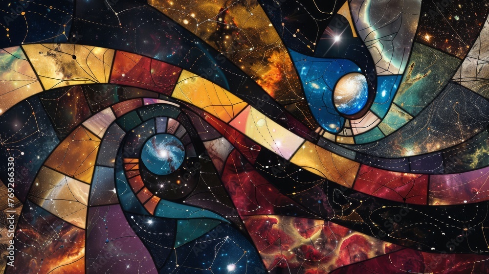 Cosmic quilt sticker: Fabric of universe stitched with galaxies ...