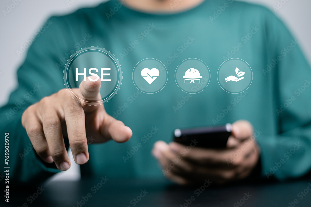 HSE, Health safety environment concept. Standard safe industrial work ...