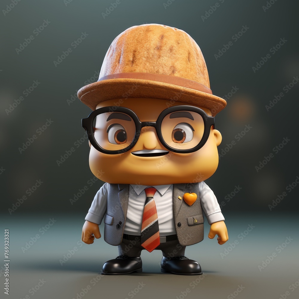 Poster A charming potato character in 3D animation, decked out with a ...