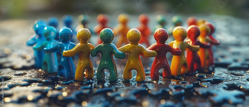 Team members join forces to complete a 3D rendered puzzle, teamwork in ...