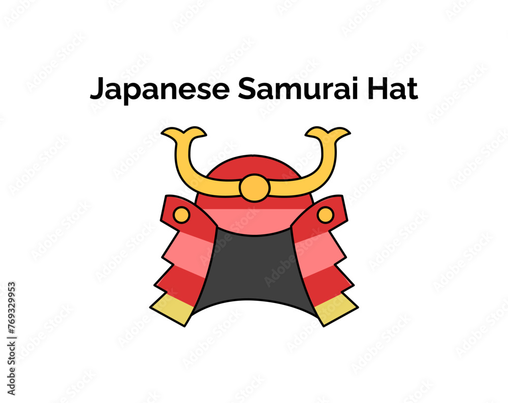 Iconic Japanese symbol and mascot in cartoon style. Japanese samurai ...