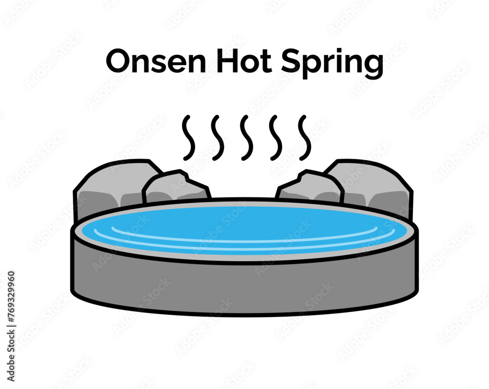 Iconic Japanese symbol and mascot in cartoon style. Japanese onsen hot ...