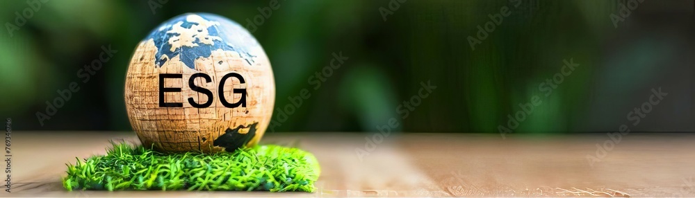 ESG letter on wood block concept with globe model Environmental Social ...