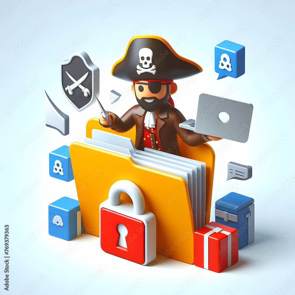 3D flat icon for business as Tech Pirate Swashbuckler downloading ...