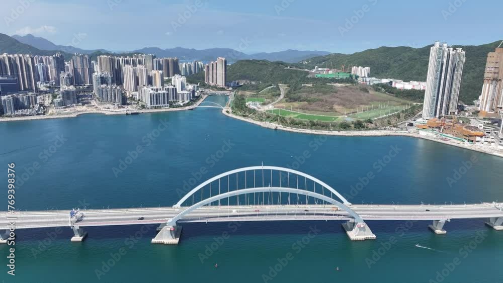 Stockvideo Hong Kong Tseung Kwan O Cross Bay Link Prefabricated steel ...