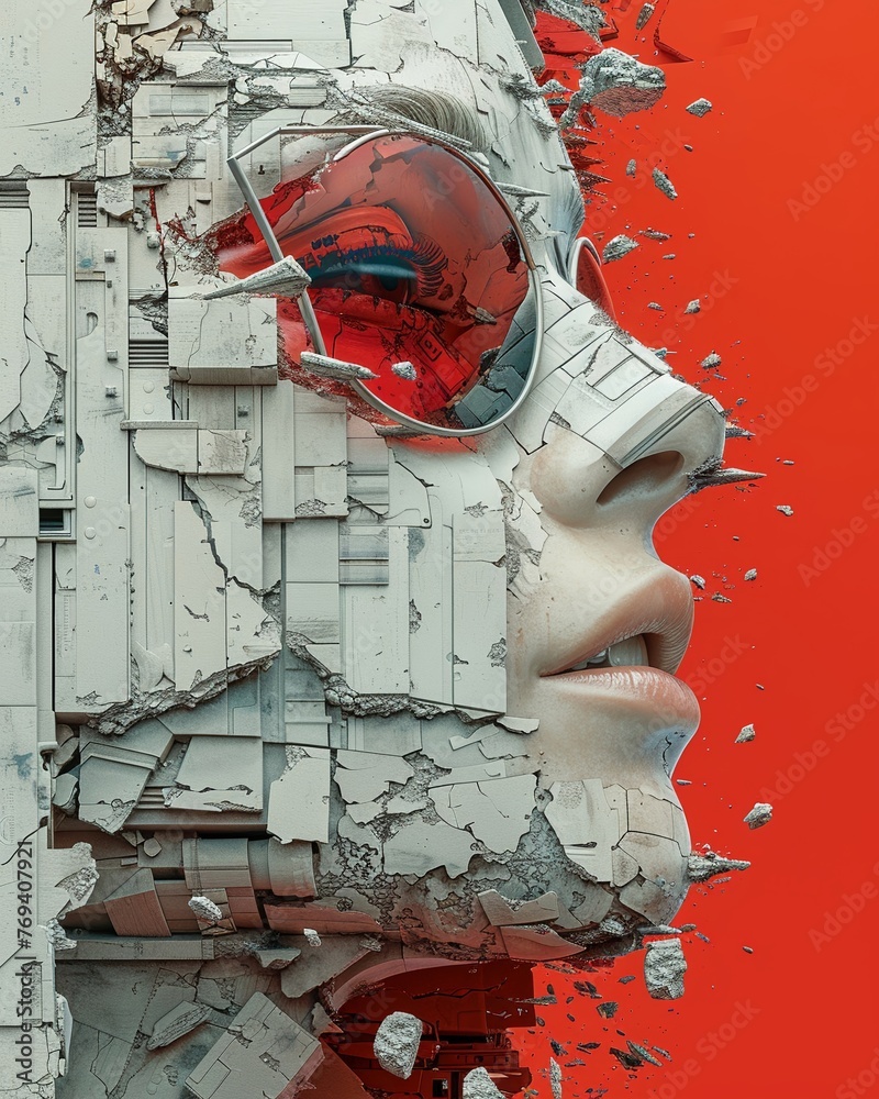 artistic representation of a side view where traditional symbols of ...