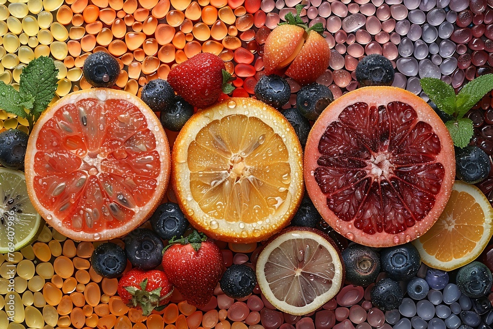 Infuse ancient tales into a wormseye view of fruits for a unique blend ...