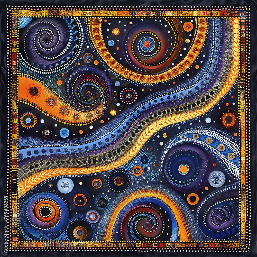 Australian Aboriginal dot painting style art dreamtime story of the sky ...