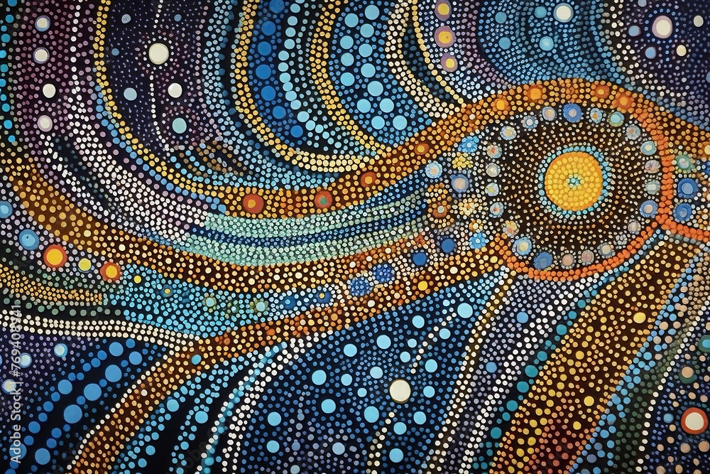 Australian Aboriginal dot painting style art dreamtime story of the sky ...