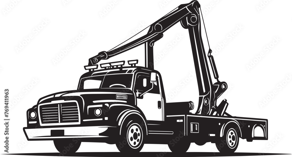 Emergency Transport Tow Truck with Black Emblem Roadside Rescue Black ...