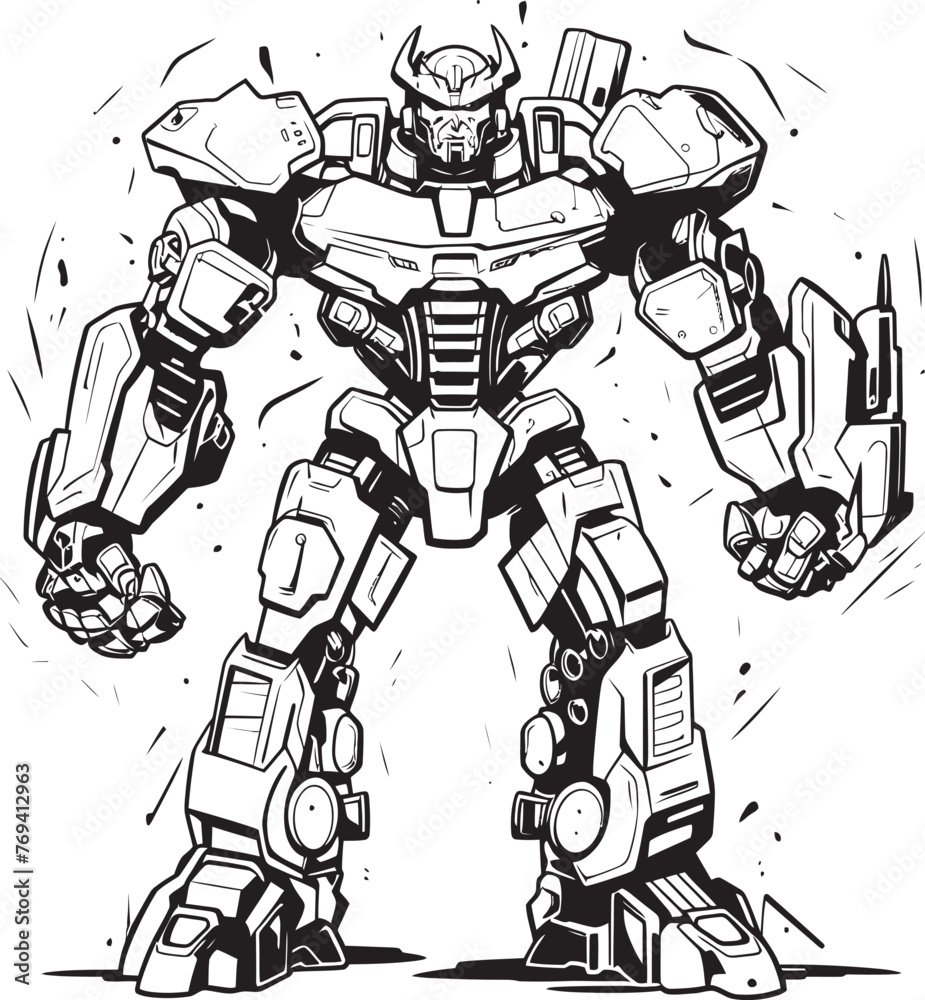 Mechanical Fusion Black Vector Logo Design Icon Cybernetic Armory ...