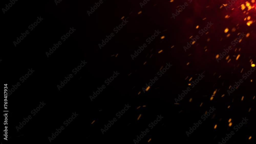 Flying Fire Sparks: Dynamic Embers Footage Against Black Background ...