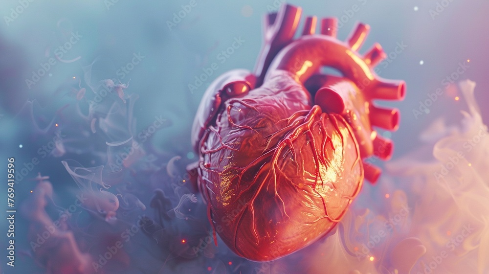 Image of human heart anatomy. Healthy human heart. Heart rate. Correct ...