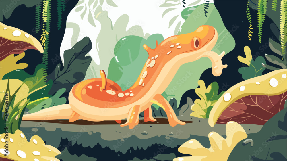 Slug and fungus cartoons flat cartoon vactor illust Stock Vector ...