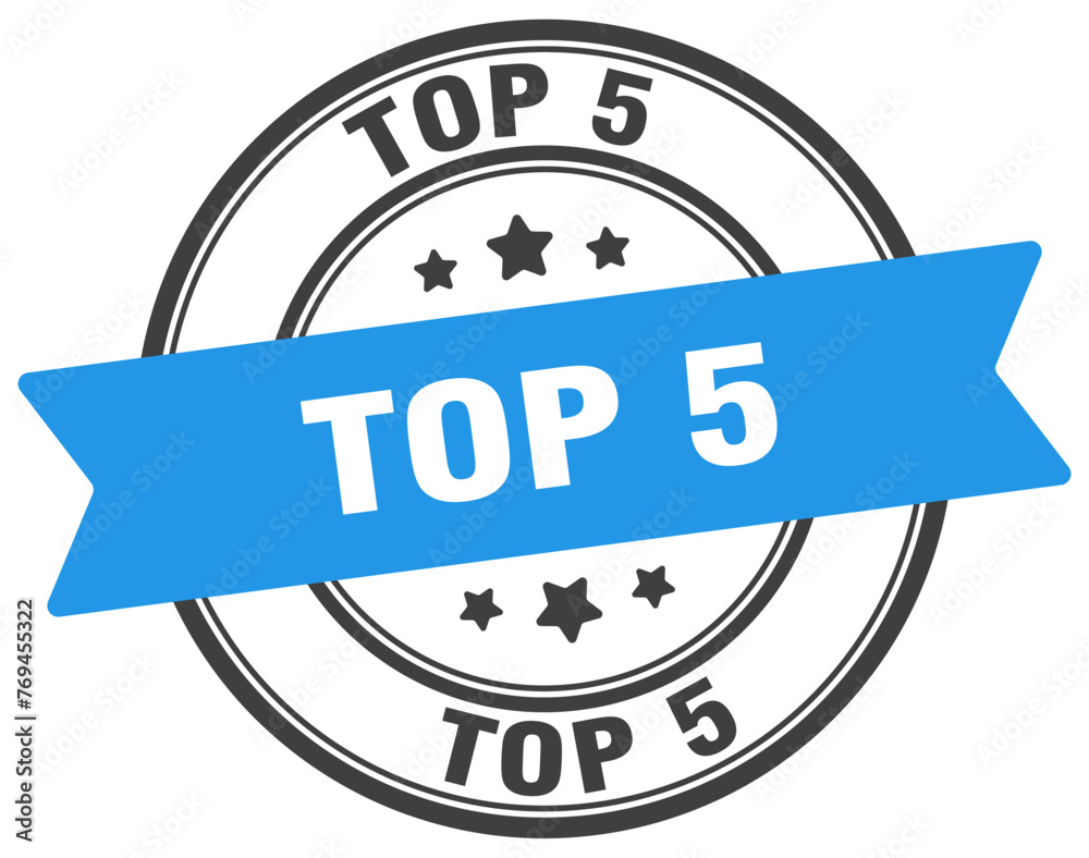 top 5 stamp. top 5 label on transparent background. round sign Stock ...