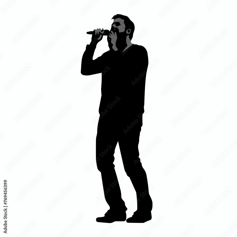 Singer black icon on white background. Male singer silhouette Stock ...