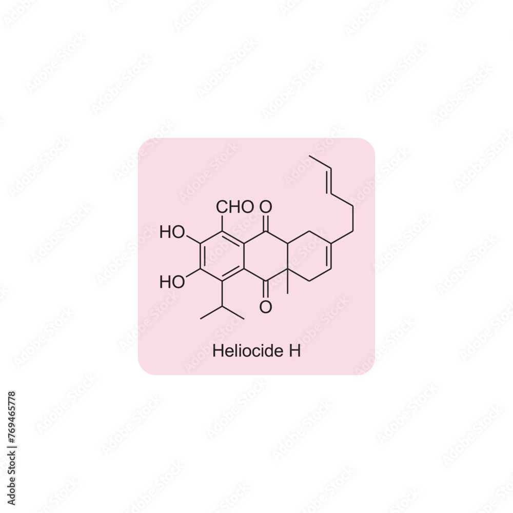 Heliocide H skeletal structure diagram.Sesterterpene compound molecule ...