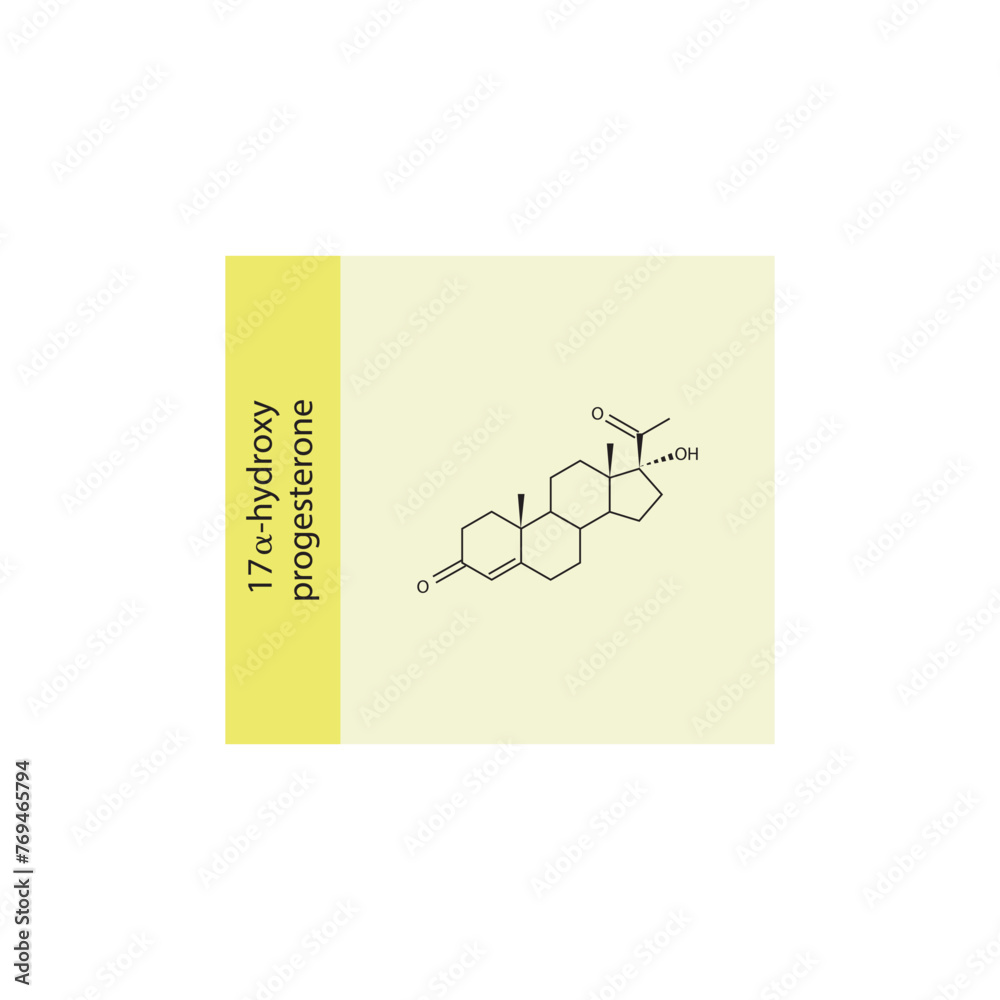 17 -α-hydroxy progesterone skeletal structure diagram.Progesterone ...