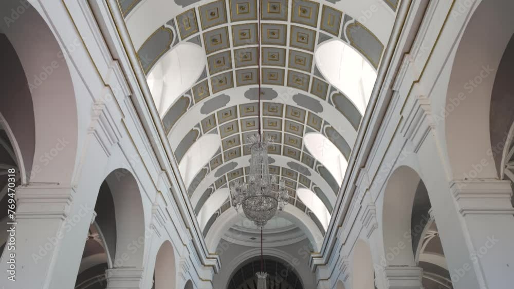Tilt Down View From White Ceiling Of Cathedral of Santa Marta also ...
