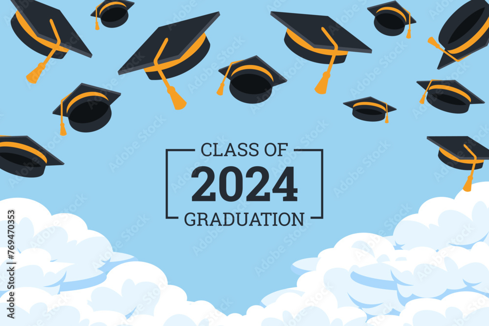 Design for graduation ceremony. Class of 2024. Congratulations ...