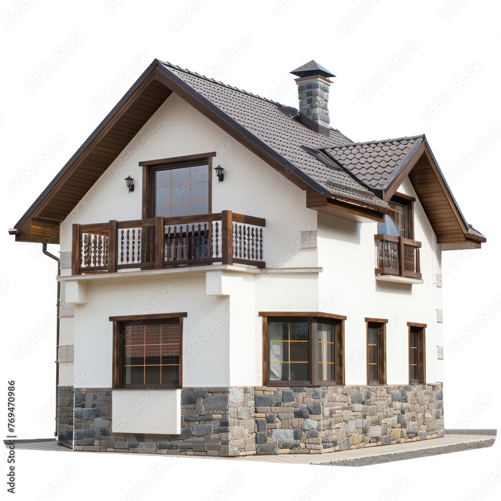 Country house made of fiber foam concrete blocks with facade cladding ...