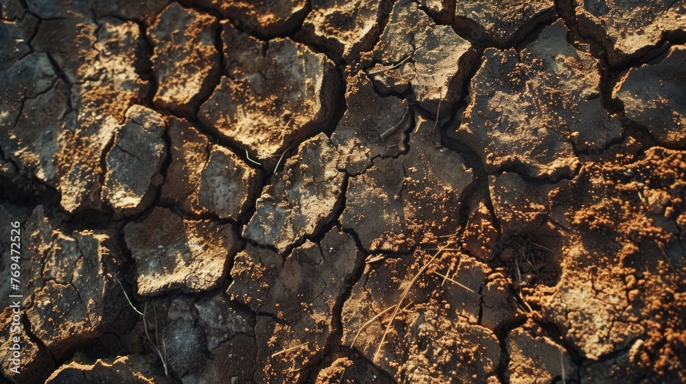 Detailed view of a cracked surface showing dry soil and intricate ...