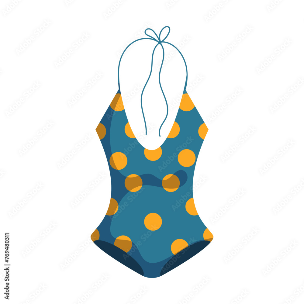 One piece Polka Dot Swimsuit with ties for the beach and swimming pool ...