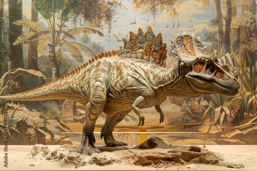 Realistic Model of a Majestic Dinosaurs in a Natural History Museum ...