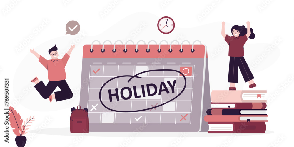 Happy children enjoy holidays and school break. School children near ...