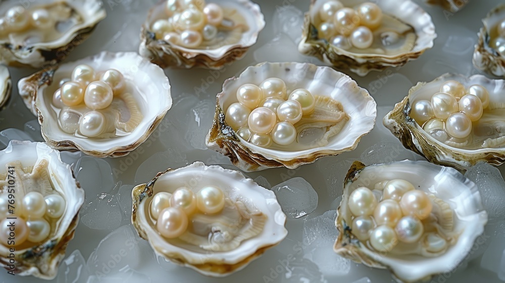 Shells with pearls. Background with seashells. Generative AI Stock ...