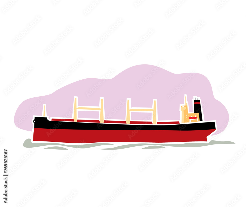 Cargo ships. Geared bulk carrier. Bulker. Sea delivery. Vector image ...