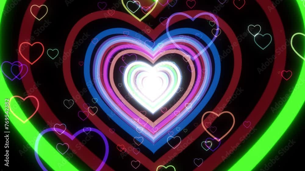 Neon Heart Shape Tunnel Vj Loop Party Disco Night Neon Heart Shape ...